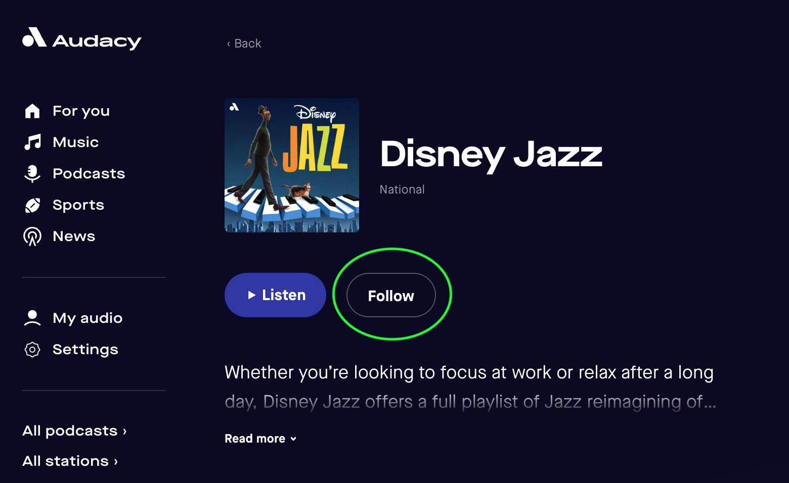 Can I Follow my favorite stations on the Audacy Desktop Web Player ...